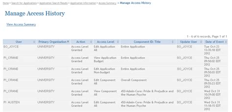 Manage Access History