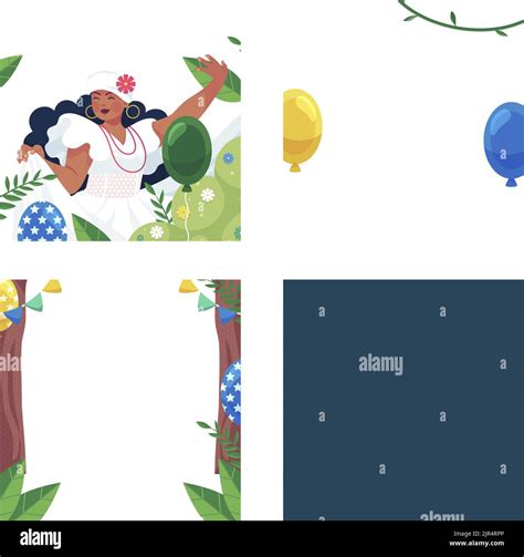 Flat Sete De Setembro Posts Set Vector Illustration Stock Vector Image