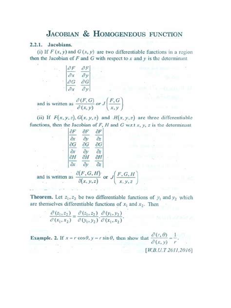 Jacobian And Homogenious Function Pdf