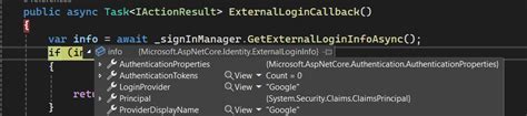 Core Identity I Am Getting Info Null When I Using Signinmanager