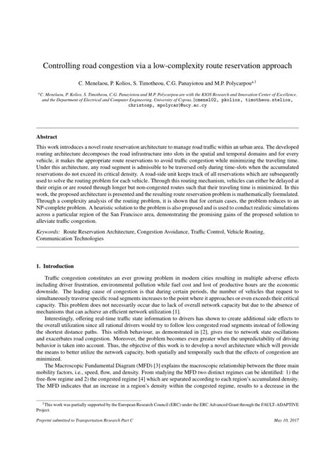 Pdf Congestion Free Vehicle Scheduling Using A Route Reservation Strategy
