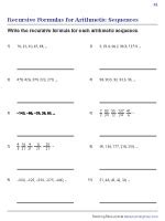 Recursive Formulas For Arithmetic Sequences Worksheets