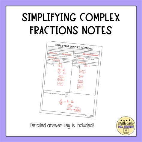 Simplifying Complex Fractions Guided Notes For Algebra Made By Teachers