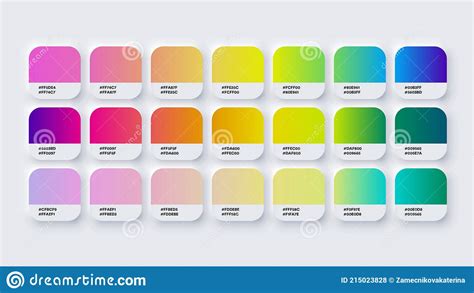 Colour Palette Catalog Samples Gradient In Rgb Or Hex Pastel And Neon Stock Vector