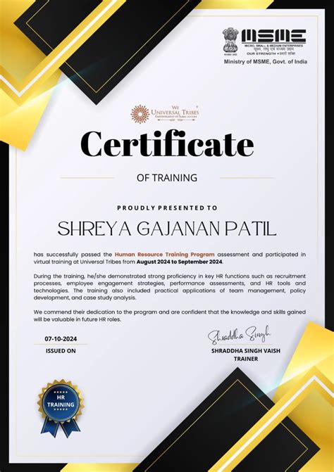 Happy To Have Completed Hr Training Universal Tribes This Experience