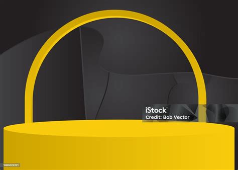 검정색과 노란색 공상 과학 제품 디스플레이 미래 모형 벡터 3d 방 실린더 받침대 연단 추상적인 최소한의 기하학적 형태는
