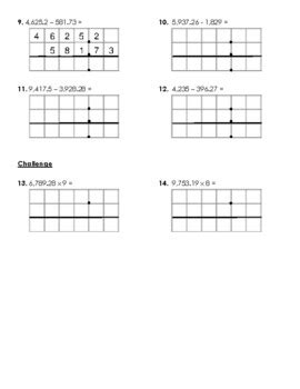 Adding Subtracting Decimal Numbers Version By Exploring Elementary Math
