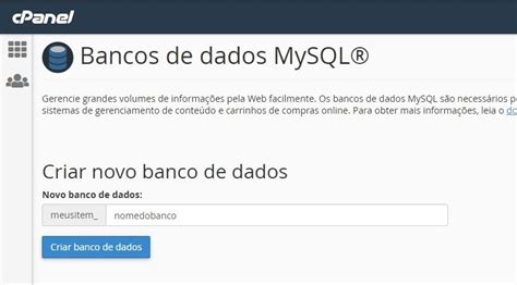 como criar um banco de dados mysql no cpanel homehost