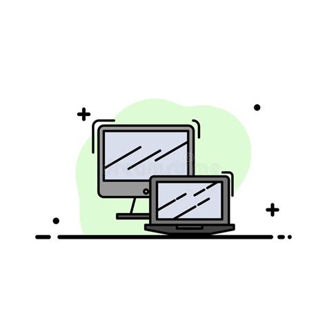 Computer Business Laptop Macbook Technology Business Flat Line Filled Icon Vector Banner