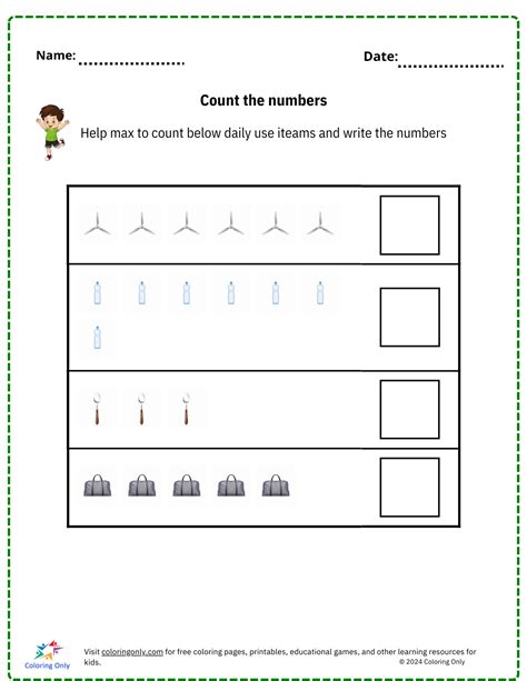 Count The Numbers Free Printable Worksheet