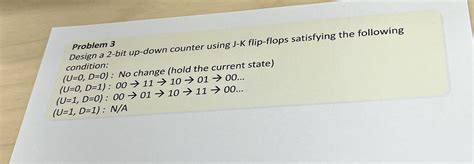 Solved Problem Design A Bit Up Down Counter Using JK Chegg