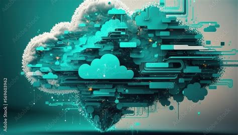 Digital Futuristic Imaginative Illustration Of Technology Cloud