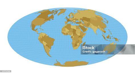 World Map Hammer Projection Stock Illustration Download Image Now Map Arrival Art Product