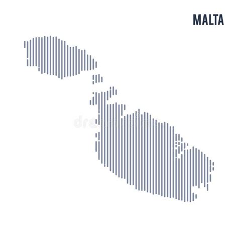 Vector Abstract Hatched Map Of Malta With Vertical Lines Isolated On A White Background Stock