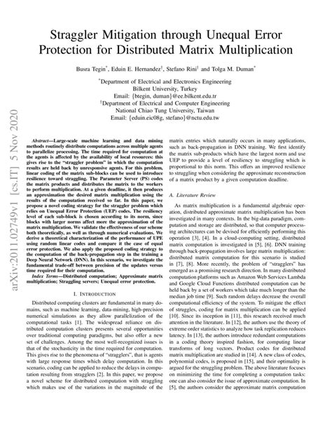 Straggler Mitigation Through Unequal Error Protection For Distributed
