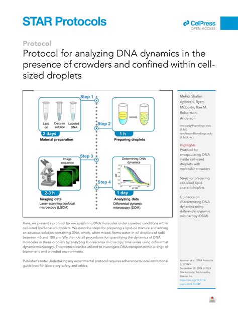 Pdf Protocol For Analyzing Dna Dynamics In The Presence Of Crowders