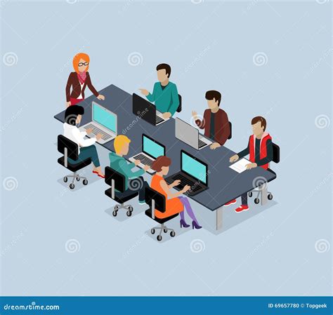 Teamwork 3d Isometric Business Team Stock Vector Illustration Of Partnership Corporate 69657780