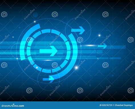 Abstract Blue Right Arrow Circle Digital Technology Background Futuristic Structure Elements