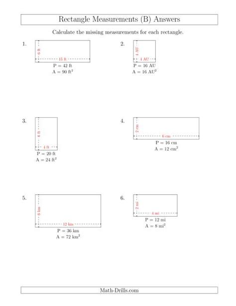 Calculating The Side Measurements Of Rectangles From Area And Perimeter