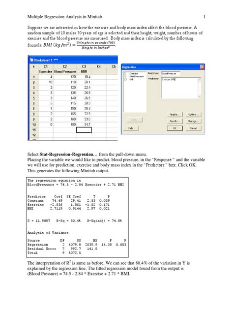 minitab multiple regression analysis pdf multicollinearity