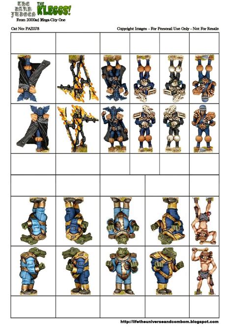 Papercraft Tabletop RPG Figures By Pazza Just Print And Play Judge Dredd Dark Judges And Kleggs
