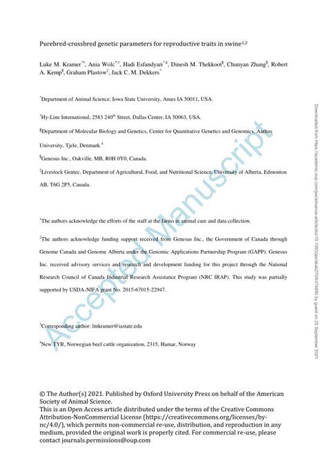 Pdf Purebred Crossbred Genetic Parameters For Reproductive Traits In
