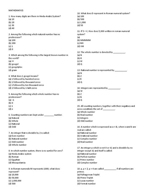 Math Quiz Download Free Pdf Numbers Prime Number