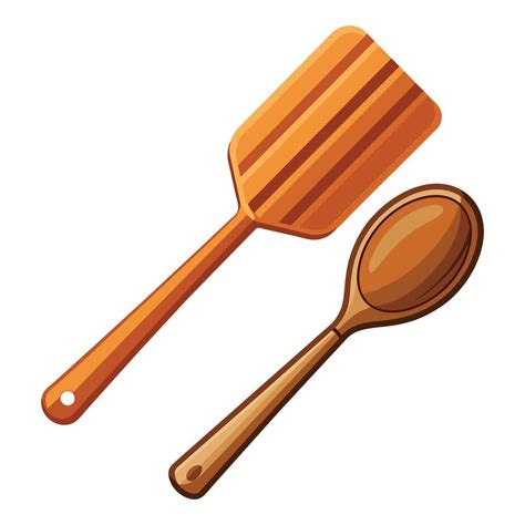 Vector Wooden Spoon And Spatula On White Background 41458905 Vector Art