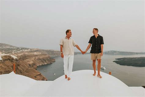 Same Sex Santorini Photoshoot Lighthouse Photography