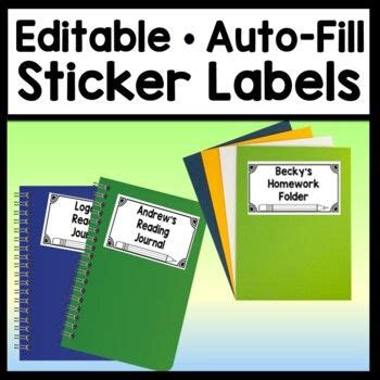 Editable Journal Labels Easy Auto Fill Editable Notebook Labels ในป
