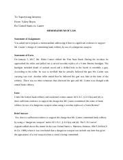 Memo Legal Writing By Val Docx To Supervising Attorney From Valery Reyes Re United States