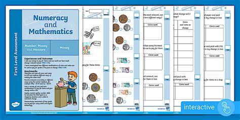 Interactive Pdf First Level Assessment Money Twinkl