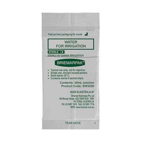 Briemarpak Sterile Water For Irrigation 30ml Joya Medical Supplies