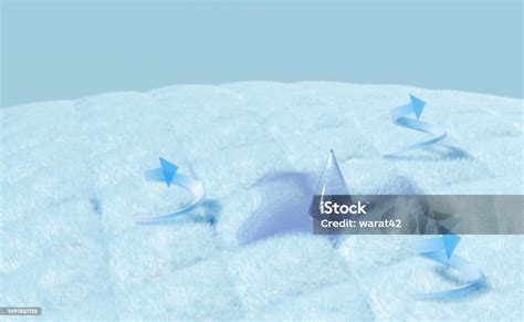 흡수 패드에 3d 물방울 화살표 환기 쇼가 있는 합성 섬유 머리카락 냉각 개념 지원 3d 렌더링 그림 위생에 대한 스톡 사진 및 기타 이미지 Istock