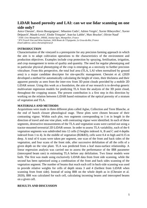 Pdf Lidar Based Porosity And Lai Can We Use Lidar Scanning On One Side Only
