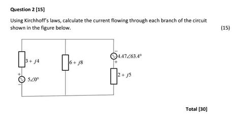 Solved Using Kirchhoff S Laws Calculate The Current Flowing Chegg