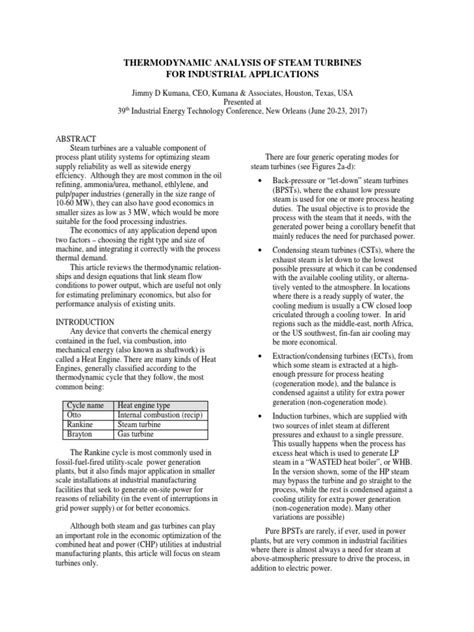 Steamturbineanalysisms Kumanaietc20173 27 17 Pdf Steam Cogeneration