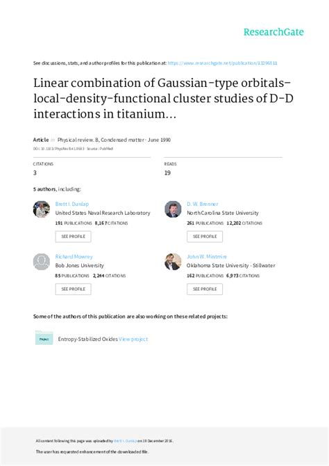 pdf linear combination of gaussian type orbitals local density