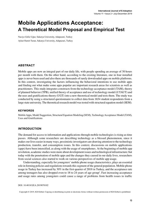 Pdf Mobile Applications Acceptance A Theoretical Model Proposal And