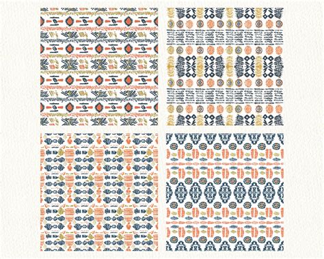 Tribal Sign Language Pattern Seamless Digital Papers Printable