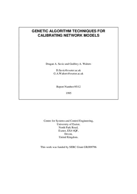 pdf genetic algorithm techniques for calibrating network models