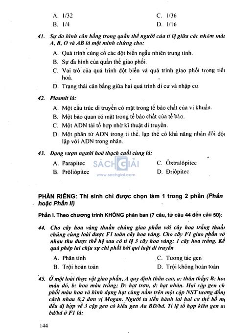 Bộ đề thi trắc nghiệm khách quan Sinh học Đọc sách miễn phí