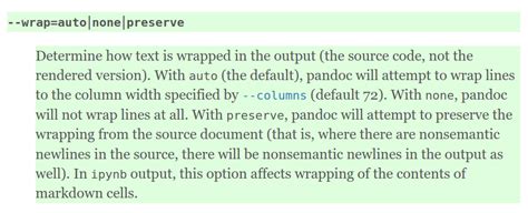 pandoc micro tip disabling line wrap newlines rob s blog