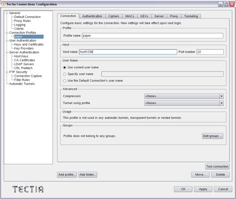 Defining Connection Profile Settings