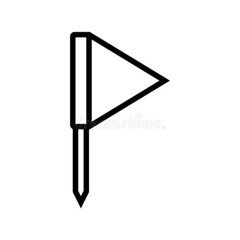 Flag Red Pointer Map Location Line Icon Vector Illustration Stock