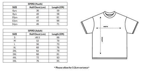 Spiro Sizing Chart Teamapparel