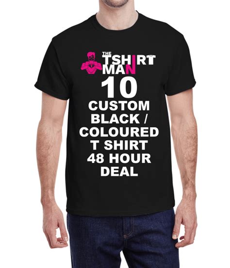 Custom Printed Black T Shirts 10 Pack Next Day
