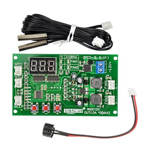 Dual Ways Pwm Pc Cpu Fan Dc 12v Digital Temperature Control Speed
