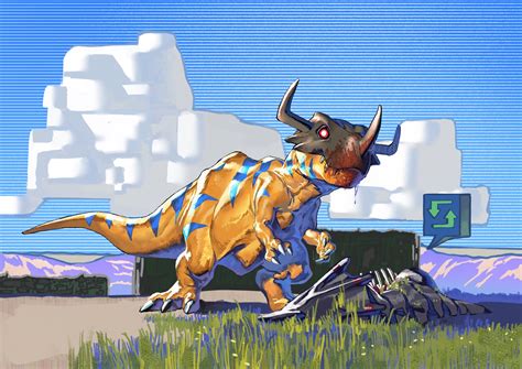 Bly Mead Greymon Digimon Commentary Highres Symbol Only Commentary