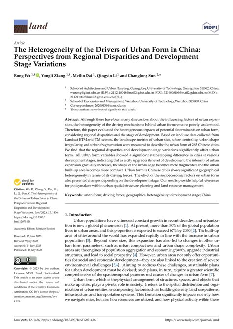 Pdf The Heterogeneity Of The Drivers Of Urban Form In China Perspectives From Regional